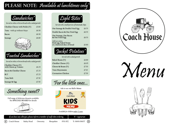 Menu – Coachhouse Bar and Restaurant